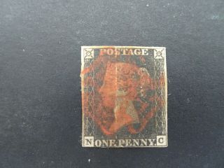 GB 1840 QUEEN VICTORIA PENNY BLACK STAMP EI CORNER LETTERS | #22817934