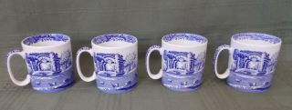 Spode Blue Italian Coffee/Tea Mugs Set Of 4 With Inside Rim Graphics ...