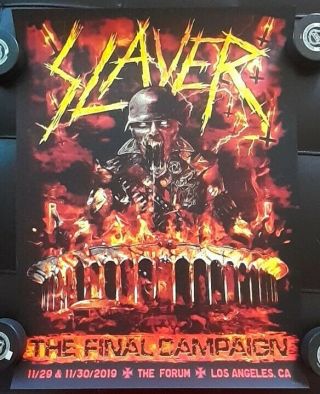 Rare 2019 SLAYER THE FINAL CAMPAIGN LA Forum 11/29 11/30 LE Print Tour ...
