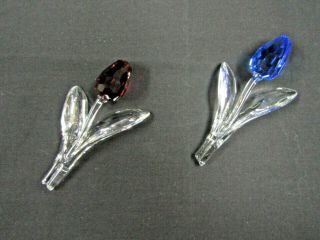 SWAROVSKI CRYSTAL RED & BLUE TULIPS RENEWAL GIFTS IN BOXES | #47947406