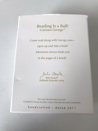 2011 Hallmark Keepsake Curious George " Reading Is A Ball " Christmas ...