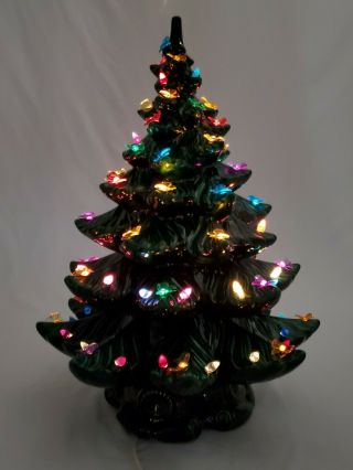 Vintage Atlantic Mold Ceramic Christmas Tree With Lights And Base 24 ...