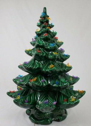 Vintage Atlantic Mold Ceramic Christmas Tree With Lights And Base 24 ...