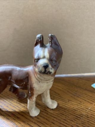 Vtg Hubley Cast Iron Boston Terrier Dog Paperweight Bulldog Rare Brown ...
