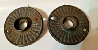 4 Antique Vintage Cast Iron Door Knob Rosettes Back Plates Escutcheons ...