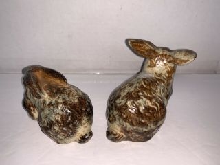 Vintage Set Of 2 Ceramic Brown Rabbit Figurines | #49075318