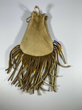 Vintage Native American Indian Handmade Beaded Leather Pouch Bag ...