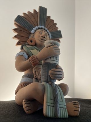 Vintage Aztec Inca Mayan Terra Cotta Pottery Statue | #49779494