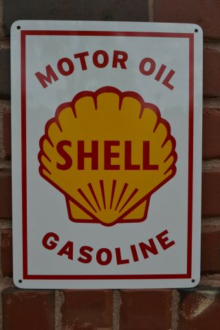 Shell MOTOR OIL GASOLINE Vintage Circular Tin Metal Sign | #2154253