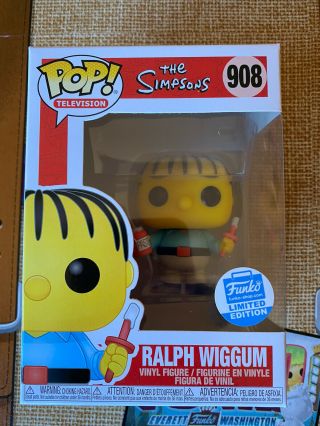 FUNKO POP THE SIMPSONS RALPH WIGGUM 908 FUNKO SHOP HQ EXCLUSIVE LIMITED ...