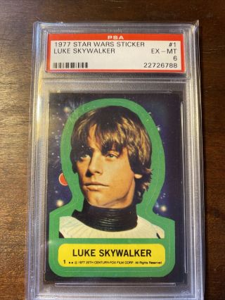 1977 STAR WARS STICKER 1 LUKE SKYWALKER PSA 6 | #5165611