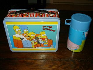 2003 THE SIMPSONS Metal Lunch Box With Thermos VERY 20th Century Fox ...