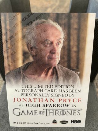 Game Of Thrones Season 5 Jonathan Pryce Autograph | #51077264