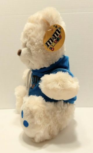 M&M’s World White Plush Teddy Bear W/ Blue Hooded Sweatshirt Stuffed ...
