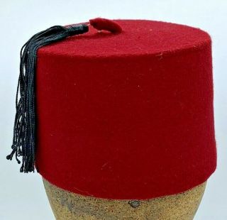 Vintage Red Felt Fez Hat With Black Tassel Turkish Shriner Casablanca ...