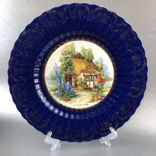 Wade Pottery England Cobalt Blue Antique Somerset Cottage Plate Gold ...