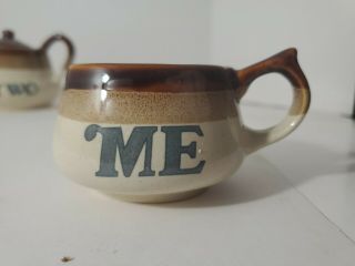 Vtg Tea For Two Teapot Set With You & Me Teacups Brown Tea Party Tea ...