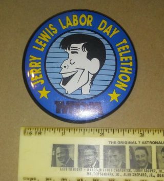 Vintage Jerry Lewis Telethon Pin Back Button TV Show MDA Fundraiser ...